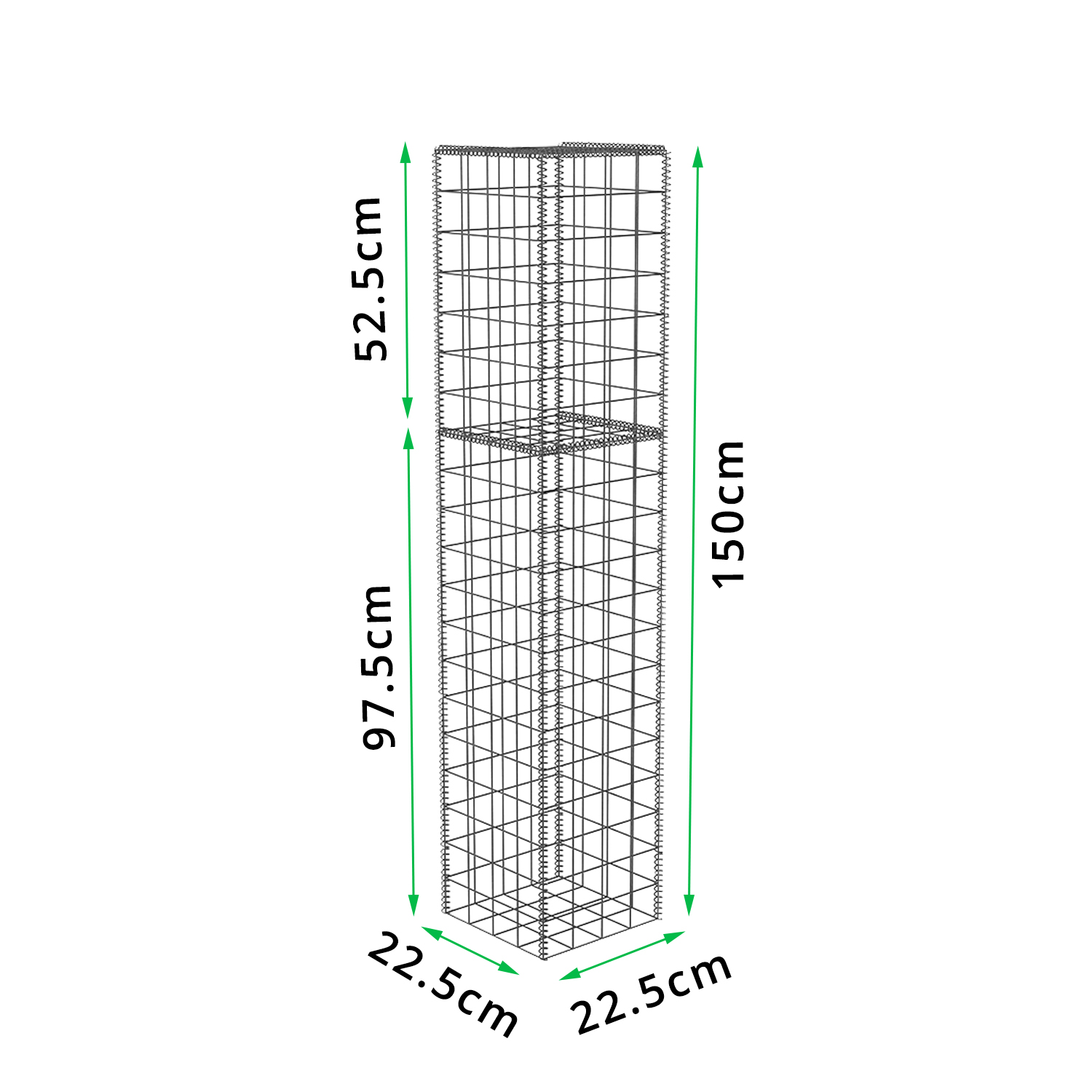 L22.5cm x D22.5cm x H150cm Gabion Column Kit (4mm dia.) | Wire Fence