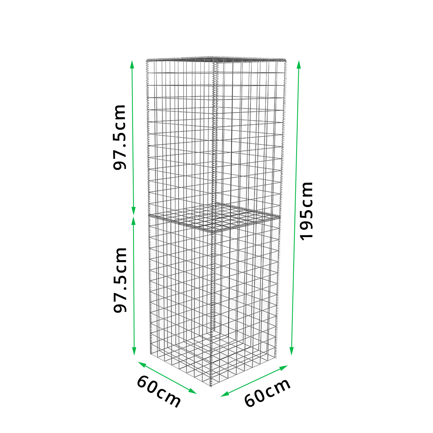 L60cm x D60cm x H195cm Gabion Column Kit (5mm dia.) | Wire Fence