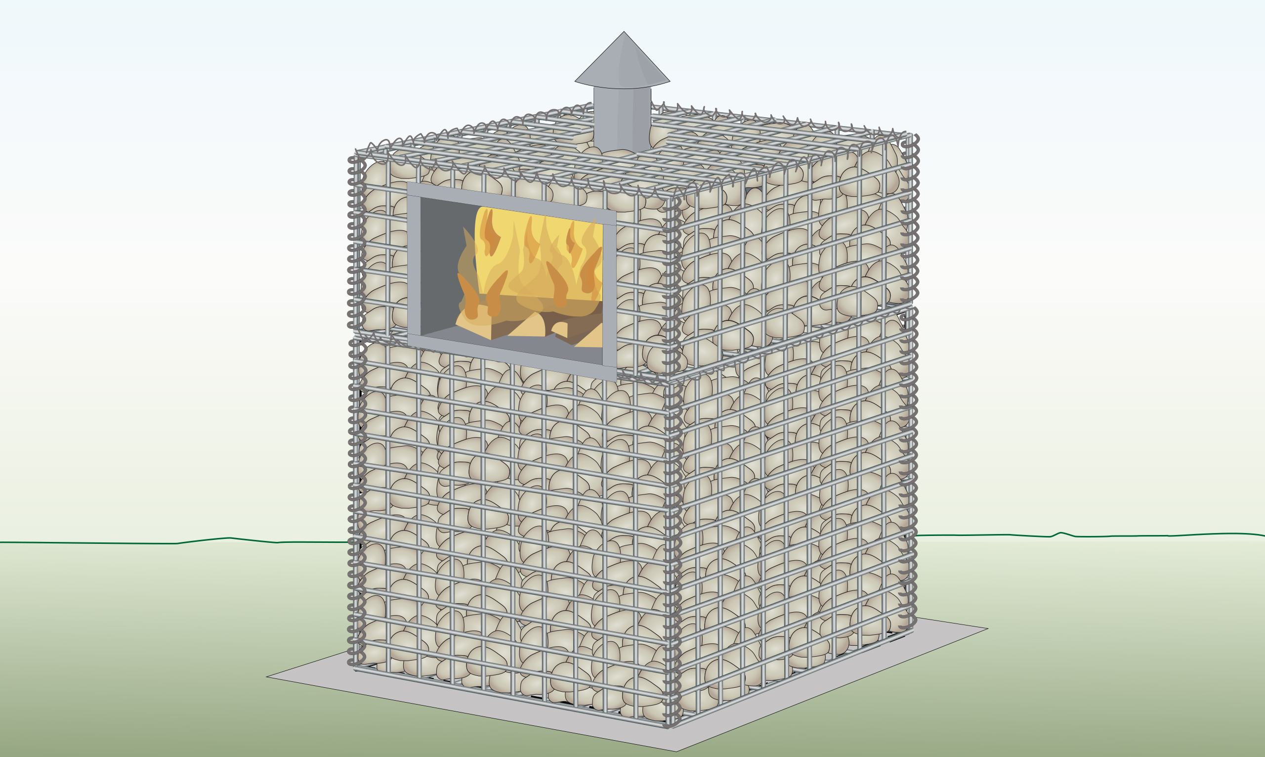 DIY Gabion Fireplace (STEP BY STEP) | Wire Fence